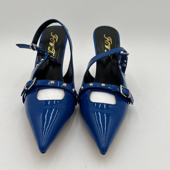 Shoes | Fowt Blue Rivet Studded Pointed Toe Stiletto High Heel ...